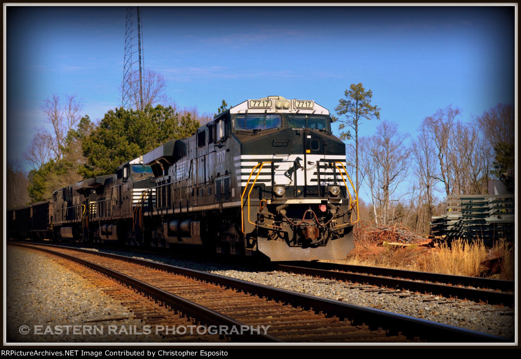 NS ES40DC 7717 leads coal train 786 down the R Line